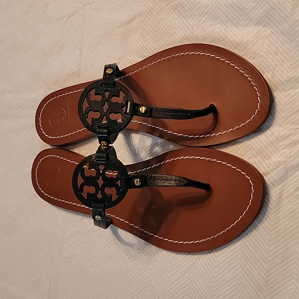 Tory Burch Black Gabriel Thong Sandals - Gem
